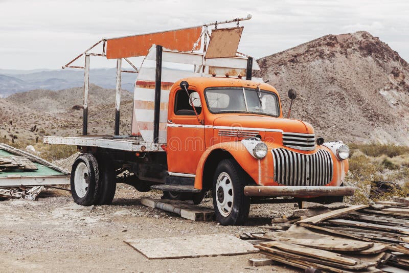 Old Vintage Rusty Car Truck Abandoned in the Desert Stock Photo - Image ...