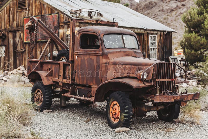 Old Vintage Rusty Car Truck Abandoned in the Desert Stock Photo - Image ...