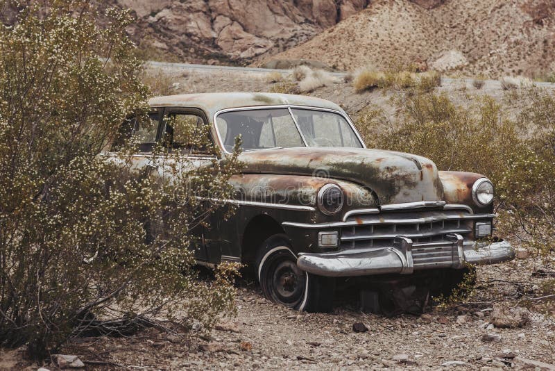 Old Vintage Rusty Car Truck Abandoned in the Desert Stock Image - Image ...