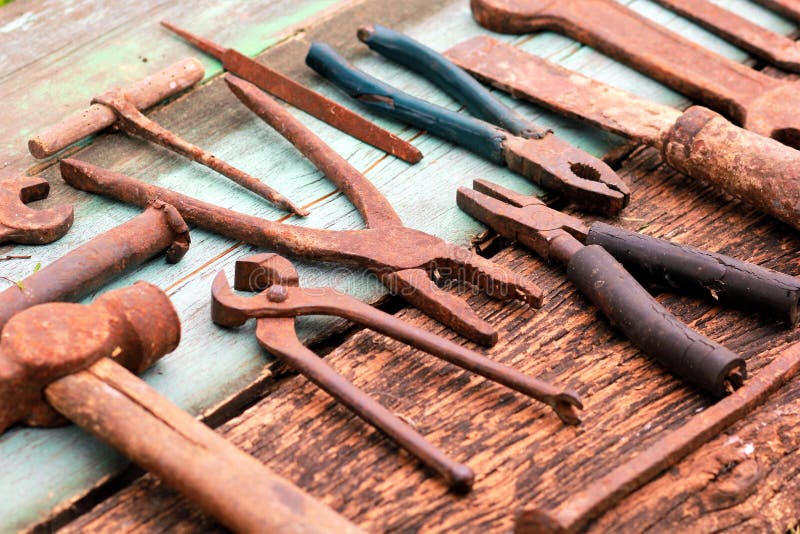 Old vintage rusty tools stock photo. Image of retro, mechanic - 90954930