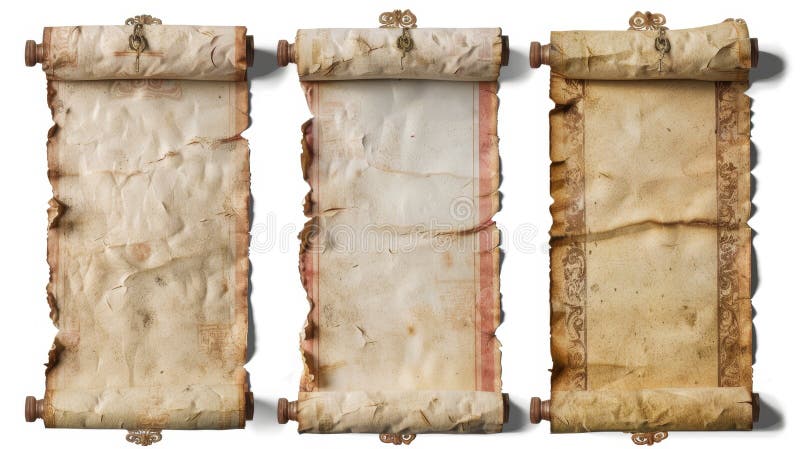 Old Vintage Scrolls Set - Generative AI Stock Photo - Image of antique ...
