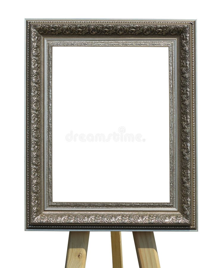 Old Vintage Silver Picture Frame on a Stand Isolated Over White Stock ...