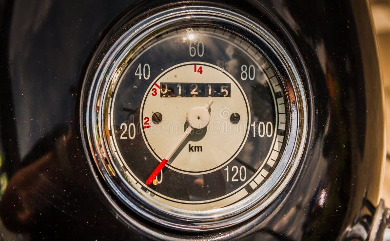 Old vintage speedometer stock image. Image of kilometer - 146282975