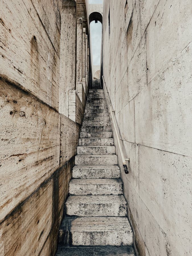 Old Vintage Staircase To the Sky between the Walls Stock Photo - Image ...