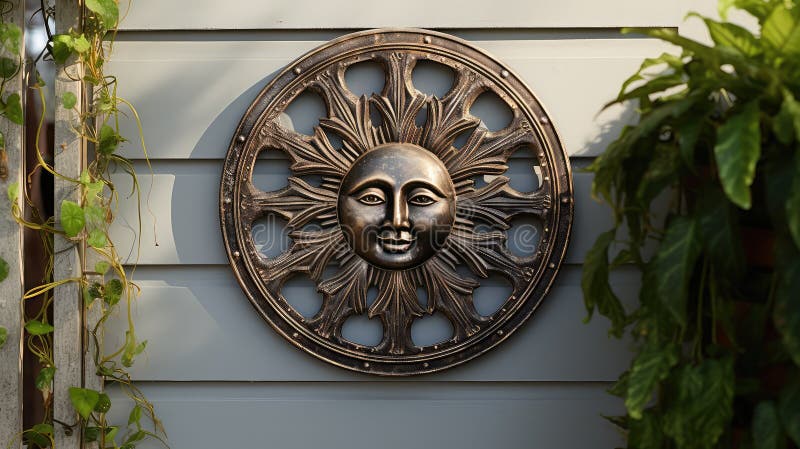 Old vintage sun face stock illustration. Illustration of gold - 313817778