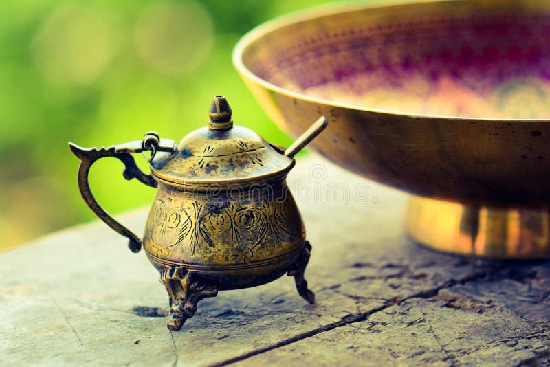 Old Vintage Tableware from Bronze Stock Photo - Image of tableware ...