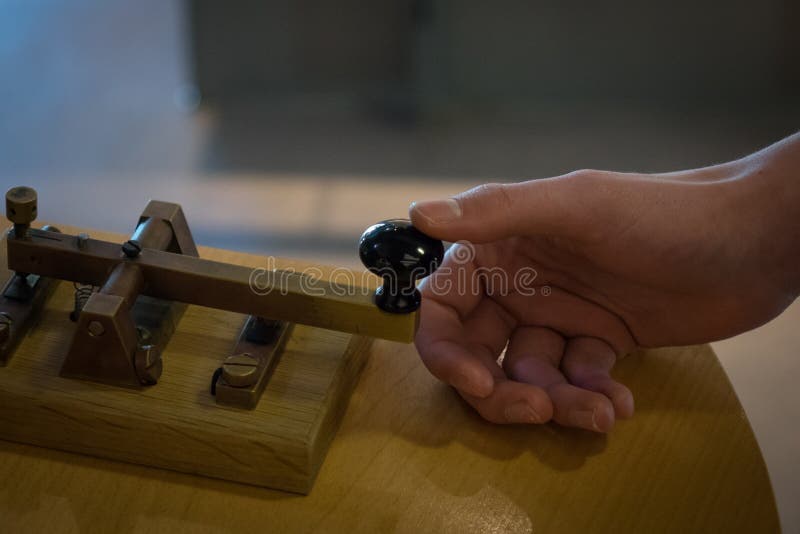 The Old and Vintage Telegraph Key and Operator S Hand , Morse Sy Stock ...