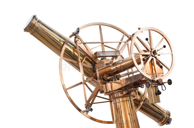 Old Vintage Telescope Isolated on White Stock Photo - Image of huge ...