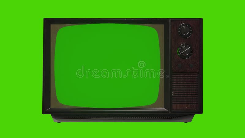 Old Vintage Television with Green Screen Zoom. 80s Television with ...