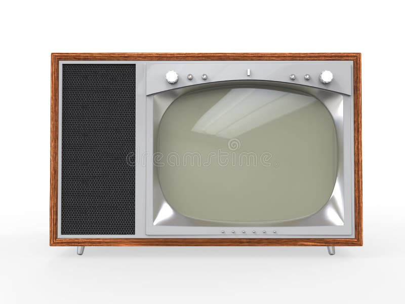 Old Vintage Television with Wooden Case Stock Illustration ...