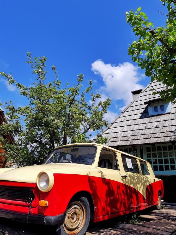 Old, Vintage Trabant 601 Parked in Front of a House, Vertical Stock ...