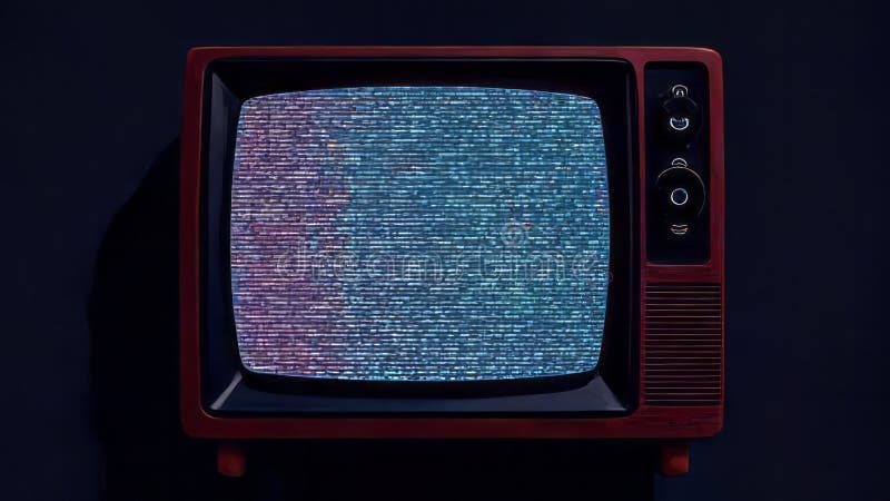 Old Vintage TV with Colorful Glitch Screen Stock Image - Image of white ...