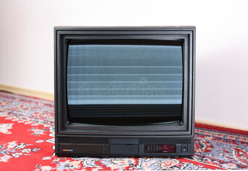 An Old Vintage TV Set from the 1980s, 1990s, 2000s with Noise and ...