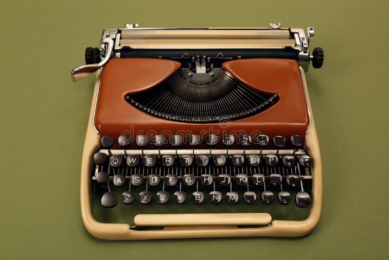 Old Vintage Typewriter Machine on Dark Green Background Stock Image ...