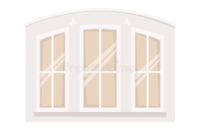 Old Vintage White Classic Window Frame. Flat Style Isolated Vector ...