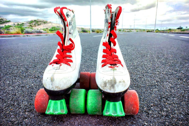 Old Vintage White Skate Boot Stock Photo - Image of consumed, roller ...