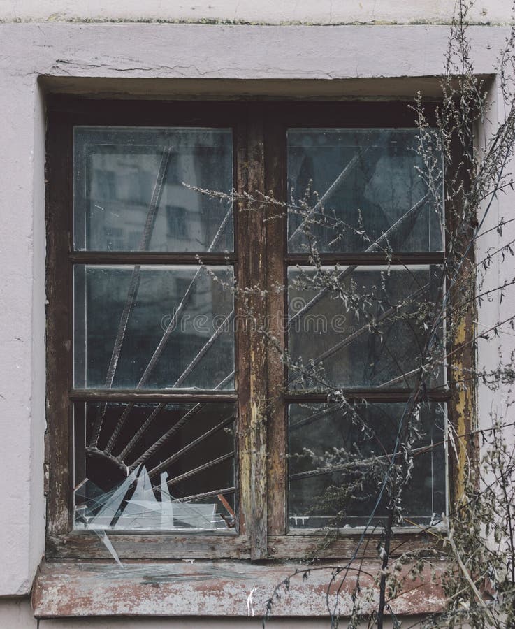 Old Damaged Window stock image. Image of glass, broken - 116189395