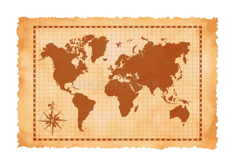 Old Vintage World Map Vector Illustration Stock Vector - Illustration ...