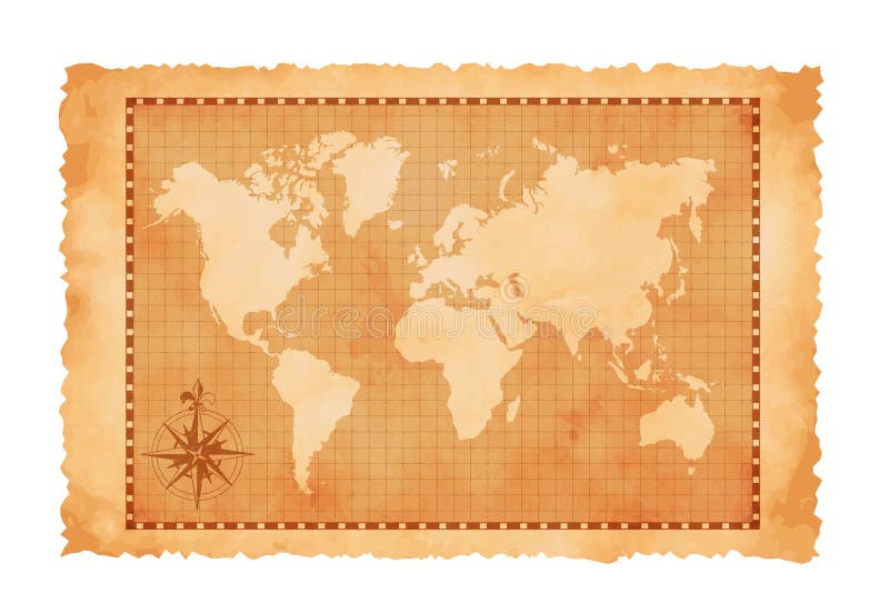 Old Vintage World Map Vector Illustration Stock Vector - Illustration ...