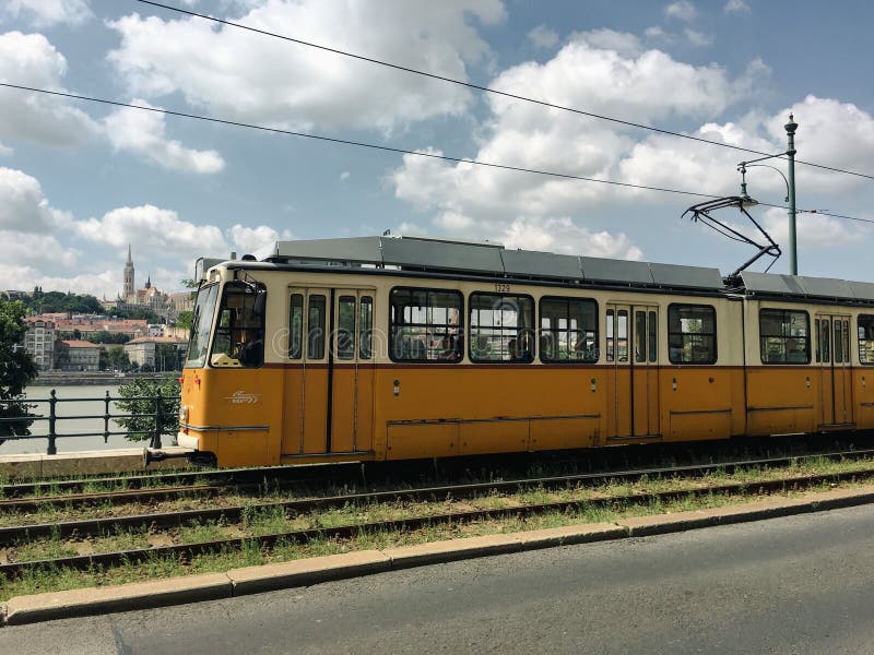 Old Vintage Yellow Train in Budapest, Hungary on the Electric Line ...