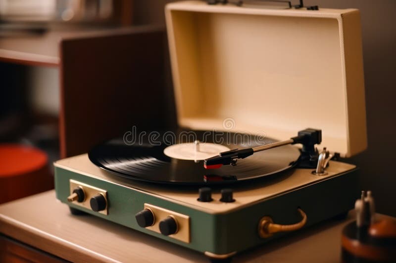 Old Vinyl Record Player Generative Ai Stock Illustration - Illustration ...