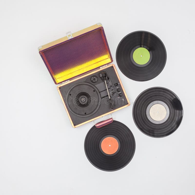 Old Vinyl Turntable Player with Headphones with Record Isolated on a ...