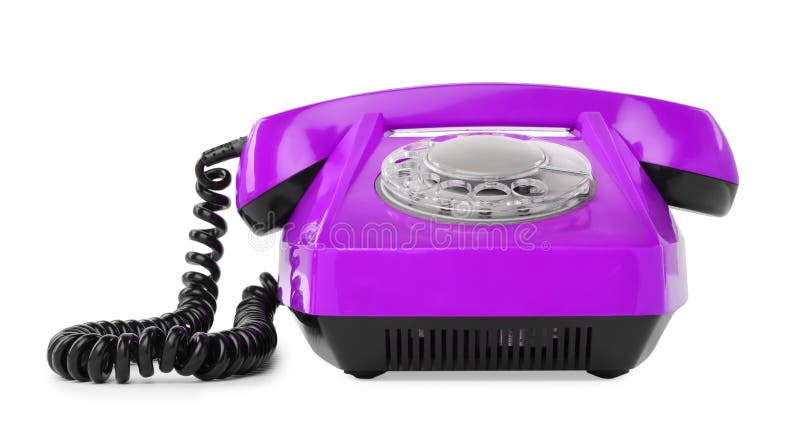 Old Violet Telephone with Rotary Dial Isolated on White Stock Image ...