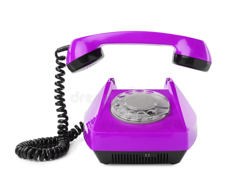 Old Violet Telephone with Rotary Dial Isolated on White Stock Photo ...