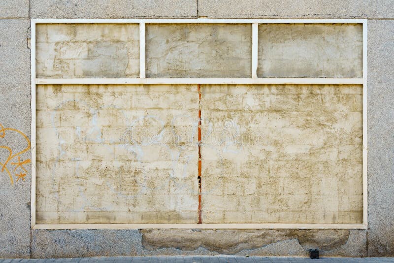 Old Wall with Brick Filled Window Stock Image - Image of brick ...