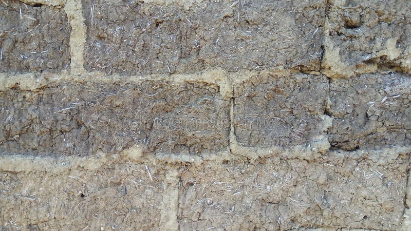 Old Wall with Bricks of Clay Soil and Straw Stock Image - Image of ...