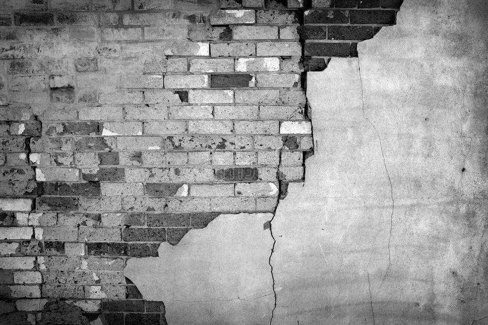 Old Wall with Bricks and Stucco Plaster Falling Apart Texture Rough and ...