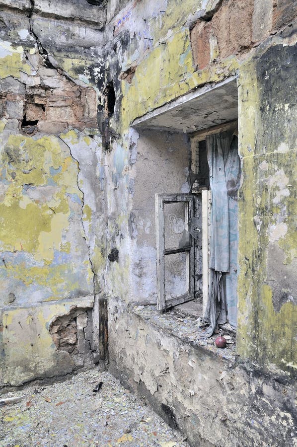Old wall in broken house stock photo. Image of paint - 13760308