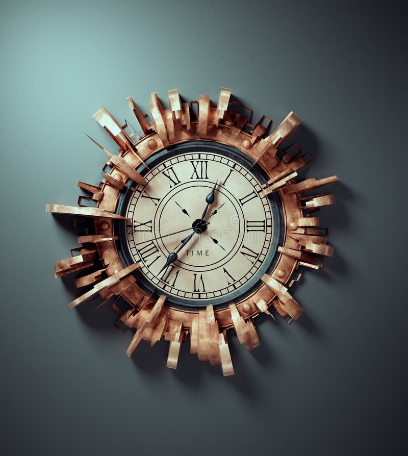 Old wall clock stock illustration. Illustration of concept - 296774289