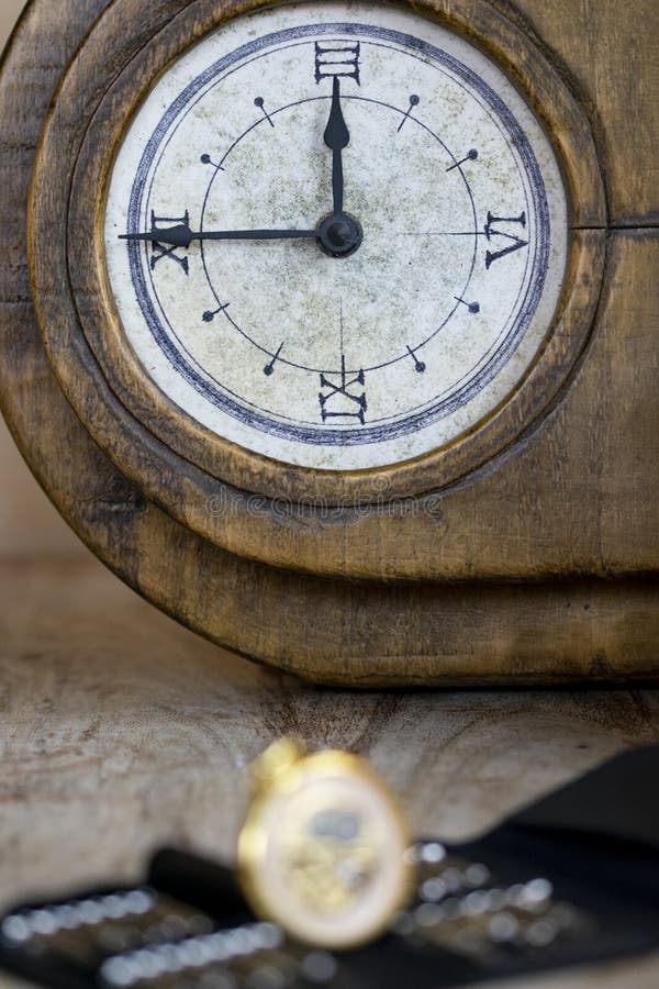 Old wall clock stock image. Image of time, wood, antique - 351409583
