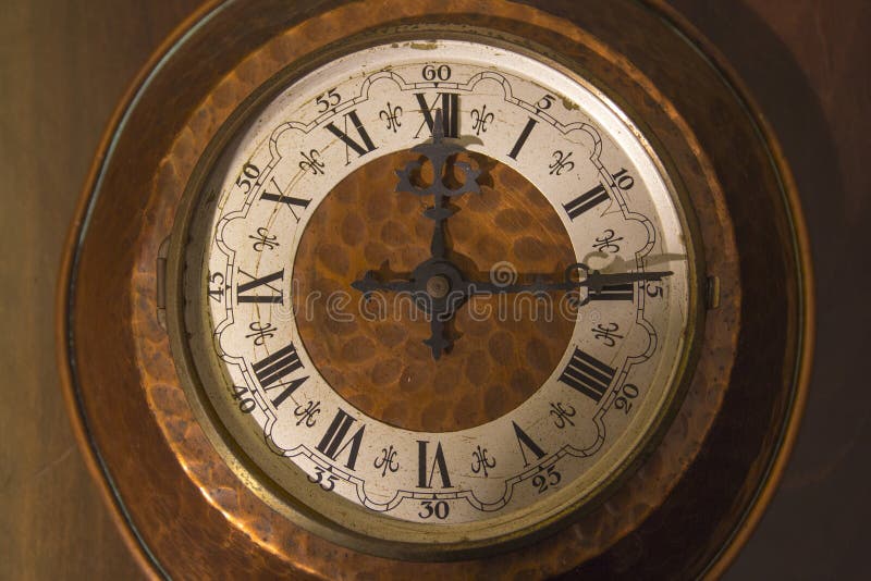 Old Wall Clock with Roman Numerals Stock Image - Image of vintage ...