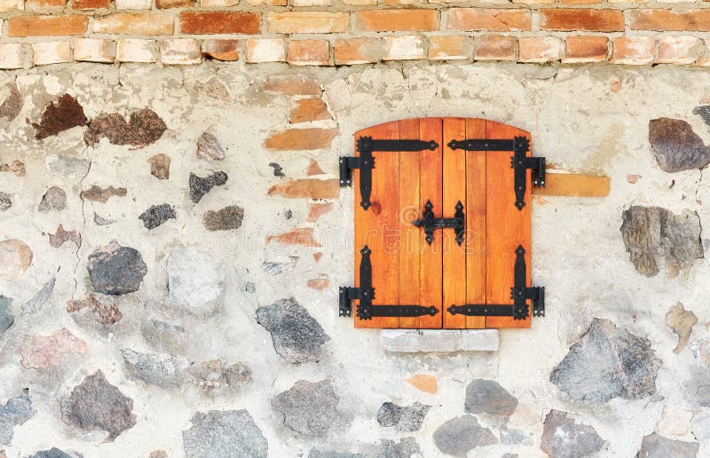 Old Wall with a Closed Window Stock Image - Image of background, wall ...