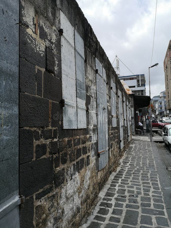 Old Wall and Cobblestone Pavement in Port Louis, Capital of Mauritius ...