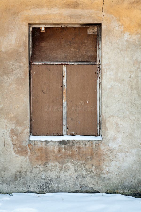 Old Wall with Covered Window Stock Image - Image of break, building ...