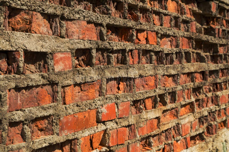 Crumbling brick wall stock image. Image of detail, cement - 187864975