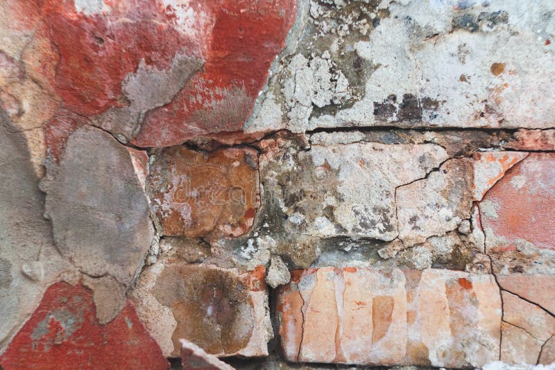 Old Wall with Deep Cracks. Texture of Stone and Broken Concrete. Grunge ...