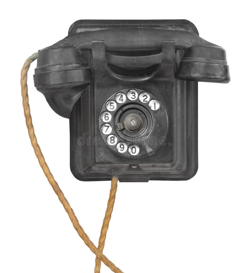 Old Wall Dial Telephone Isolated Stock Image - Image of black ...