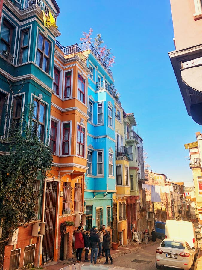 Colorful Houses in Istanbul, Turkey Editorial Image - Image of ornament ...