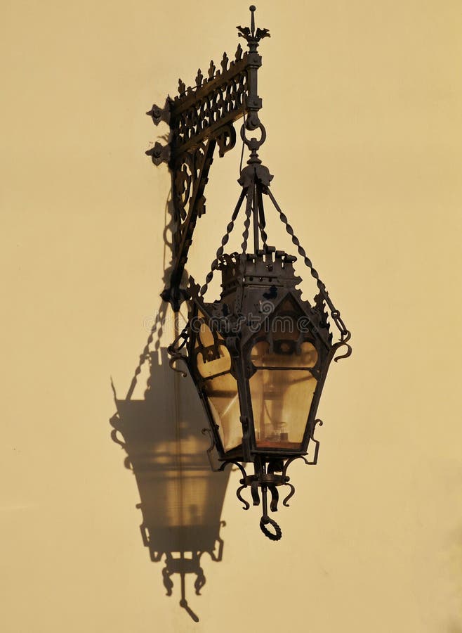 An Old Wall Lamp on the Wall of the Old Building Stock Photo - Image of ...