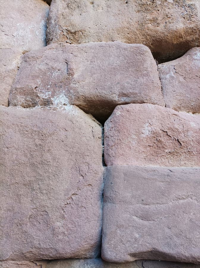 Old Wall Made of Big Bricks of Red Stone Stock Image - Image of geology ...