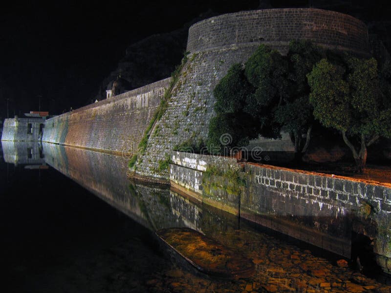 Old wall at night stock photo. Image of wall, night, montenegro - 475180