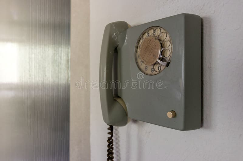 An Old Wall Phone with Dial Stock Photo - Image of retro, home: 282200144