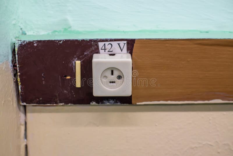 Old Wall Socket with Voltage Label 42 Volts Stock Image - Image of ...