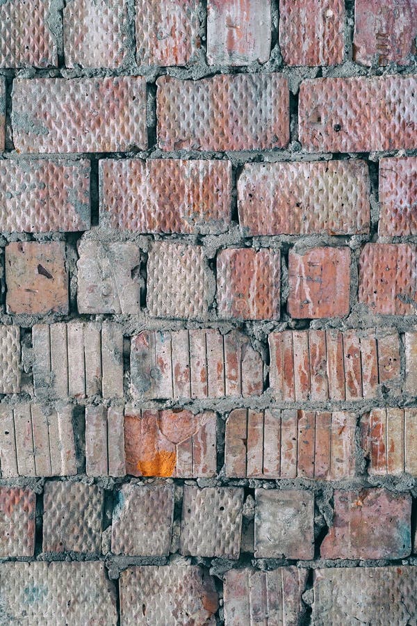 The Old Wall of a Square Red Brick Stock Photo - Image of effect ...