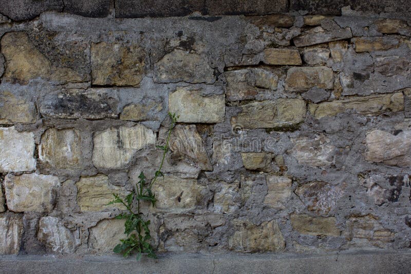 Old Wall with Stone Blocks and Concrete Texture. Stock Image - Image of ...