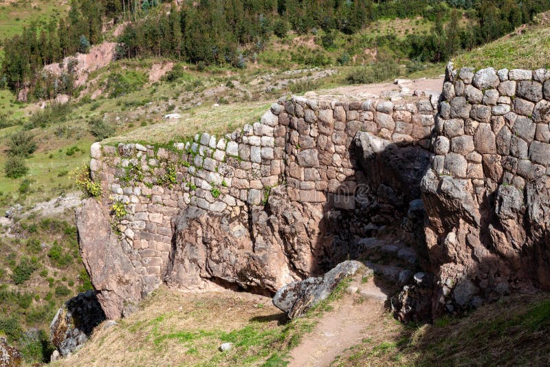 Old Wall Surrounded by Green Trees in Puka Pukara Inca Archaeological ...